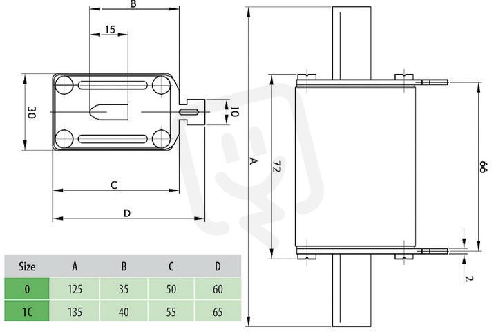 Nožová pojistka M0 DC gR 80A/1000V ETI 004110525
